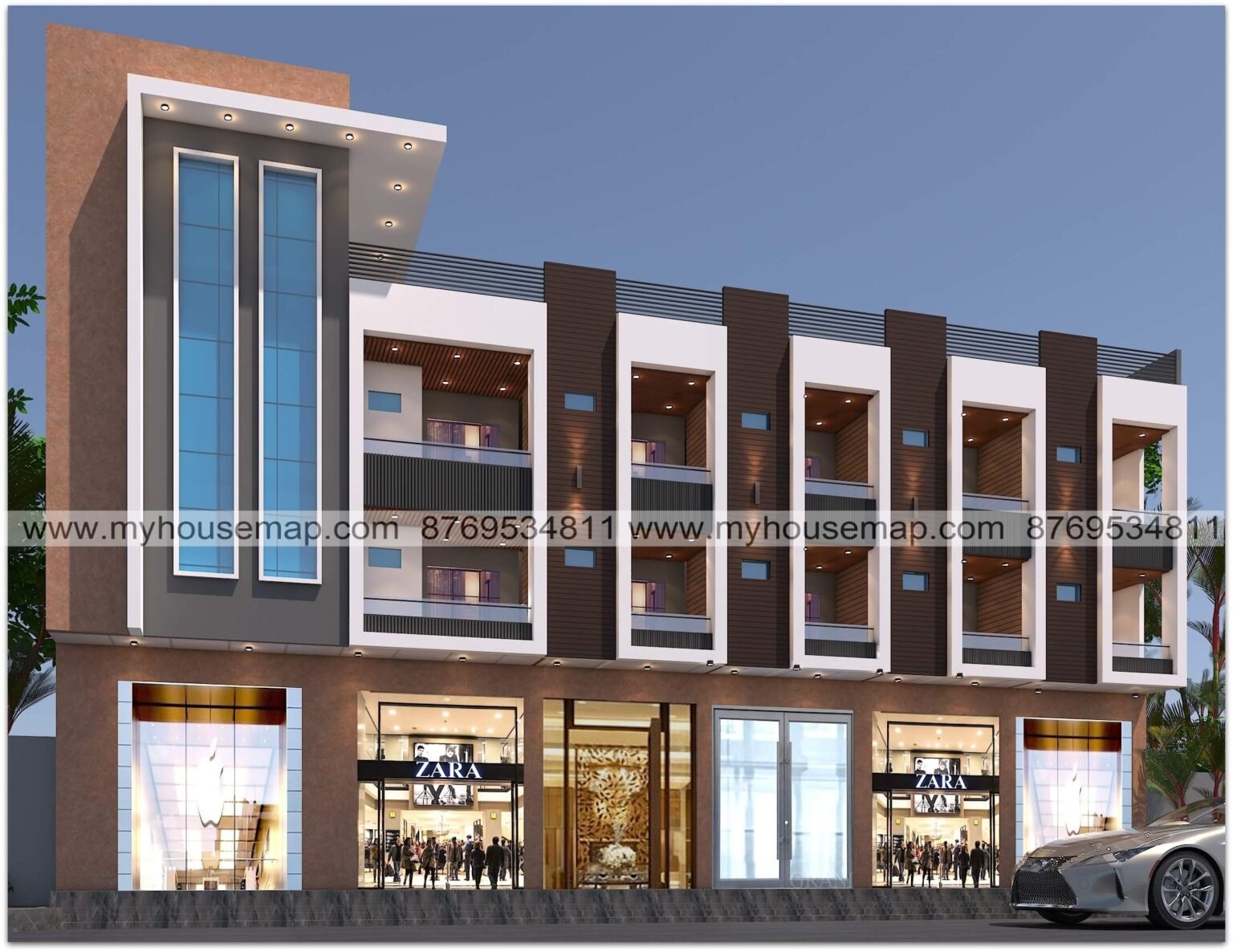 shop and hotel elevation design - myhousemap.com
