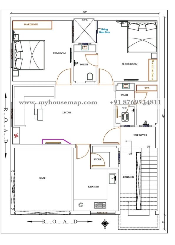 30×40 ft home map
