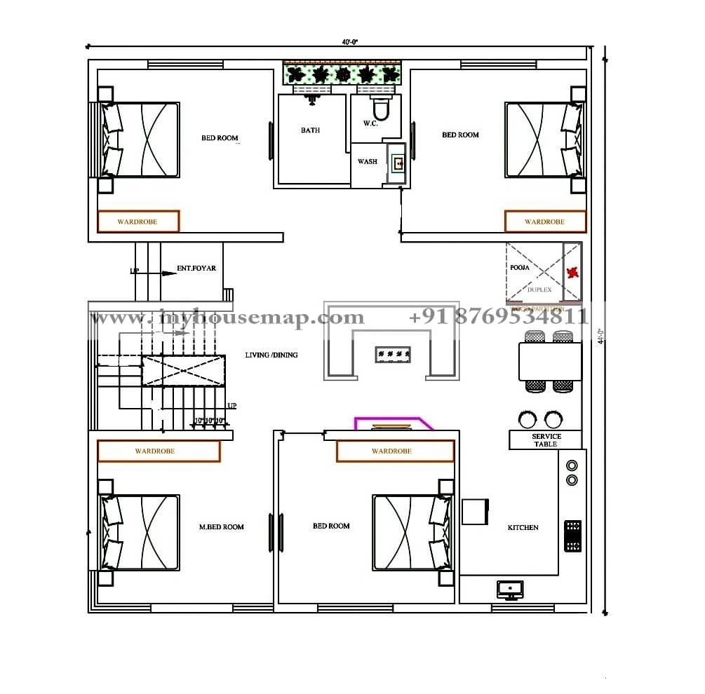 40×44 ft home map