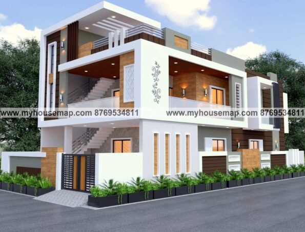 corner house front elevation 2 floor - myhousemap.com