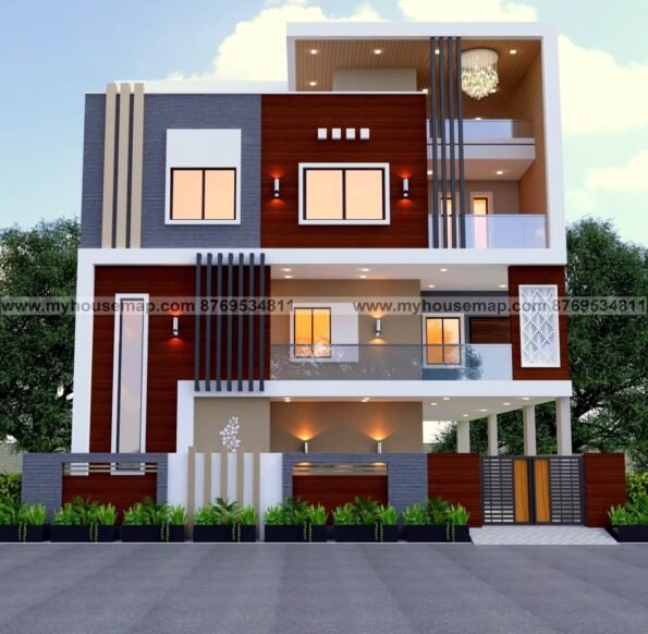 house front elevation design g+2 - myhousemap.com