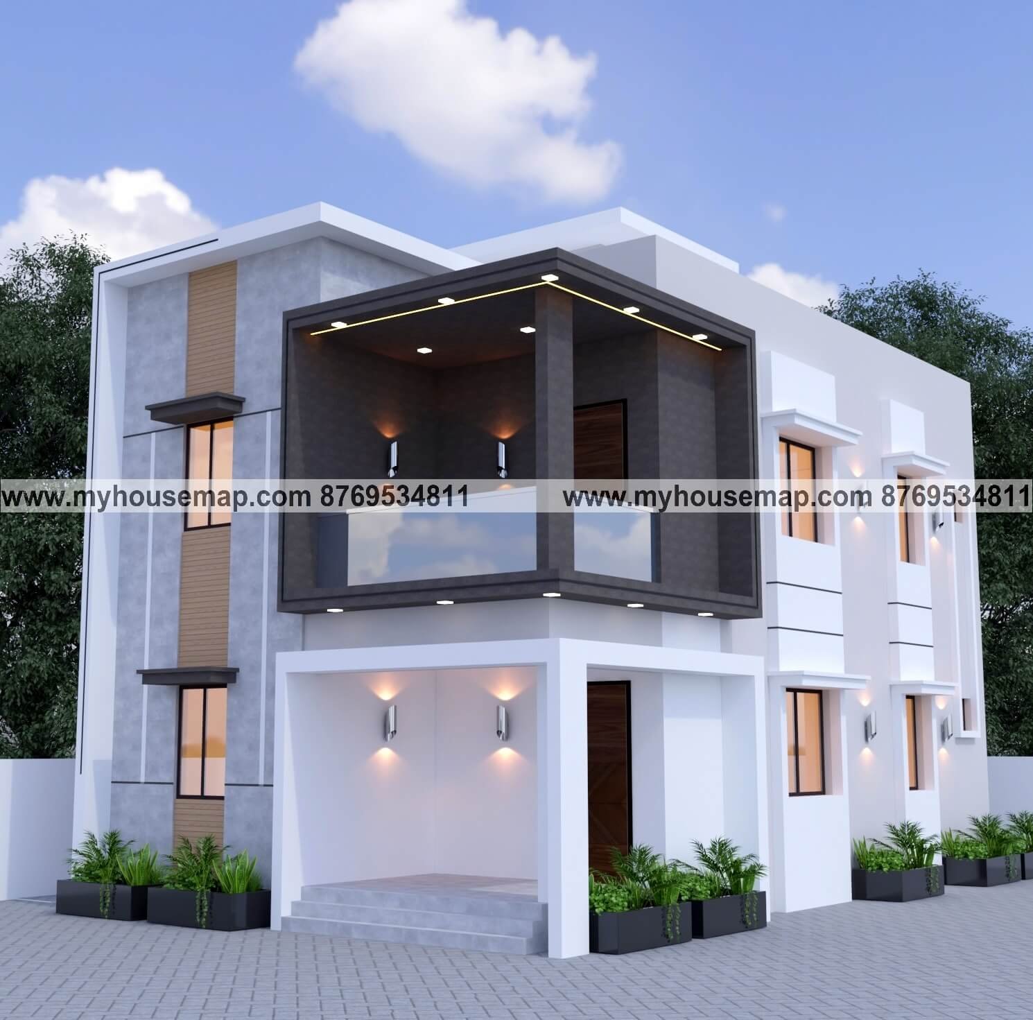 modern home elevation two story design - myhousemap.com