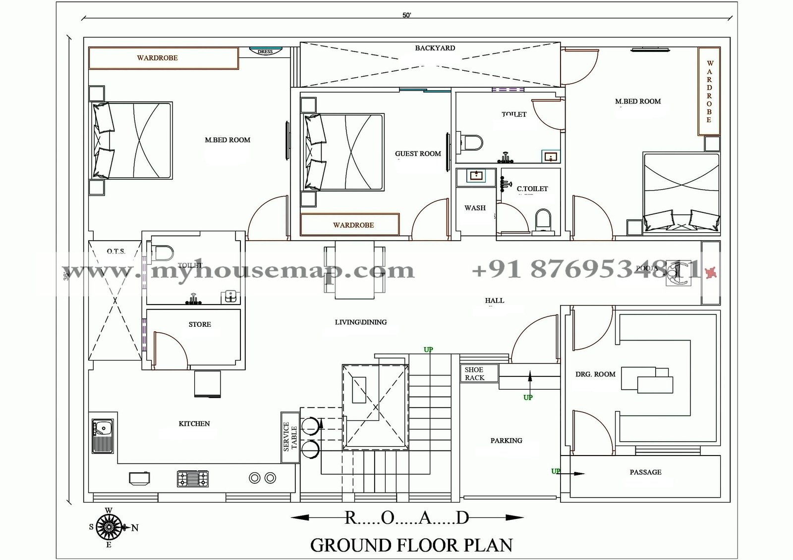 50×36 ft house map